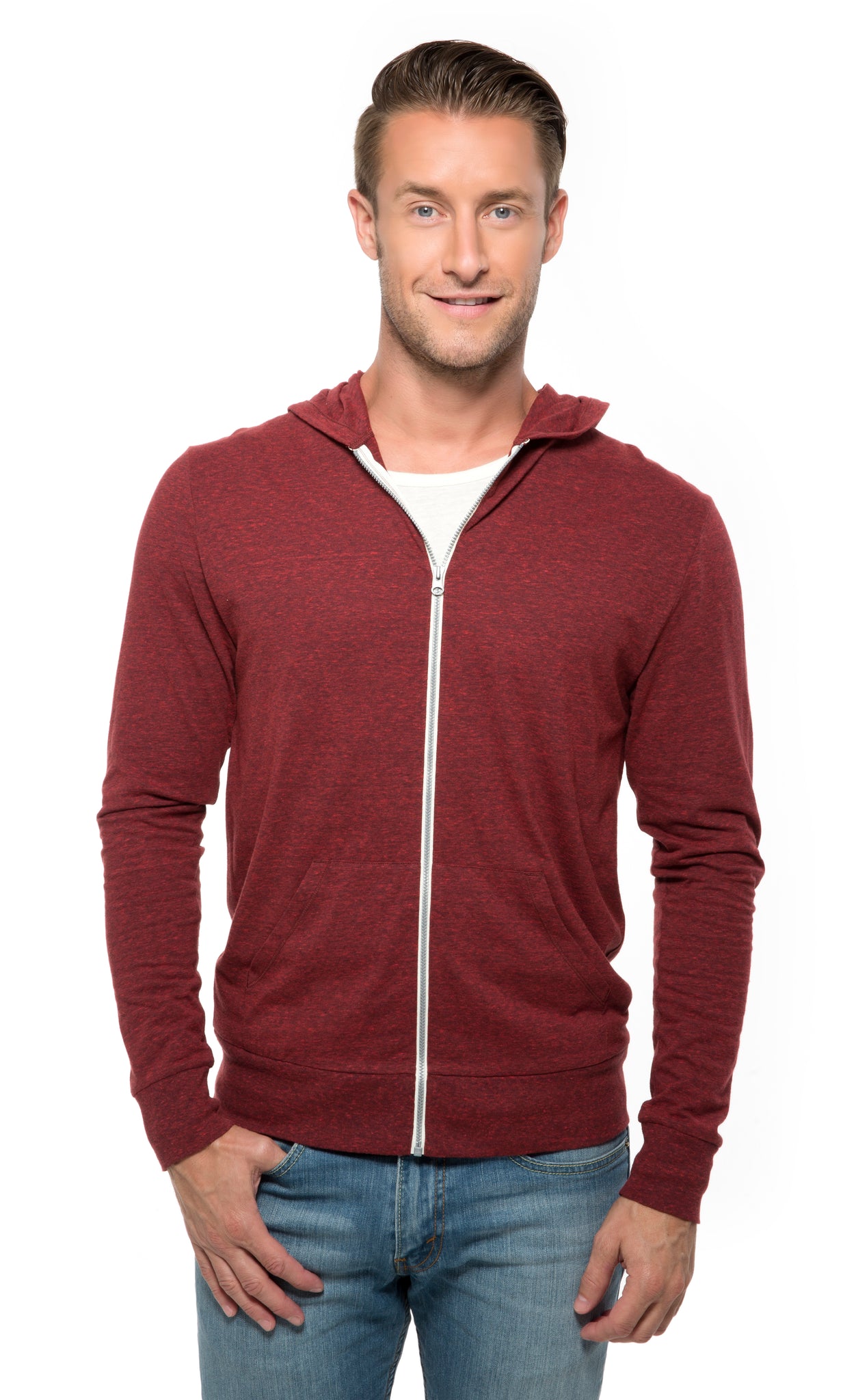 302Z • Unisex Triblend Full-Zip Lightweight Hoodie – Threadfast Apparel