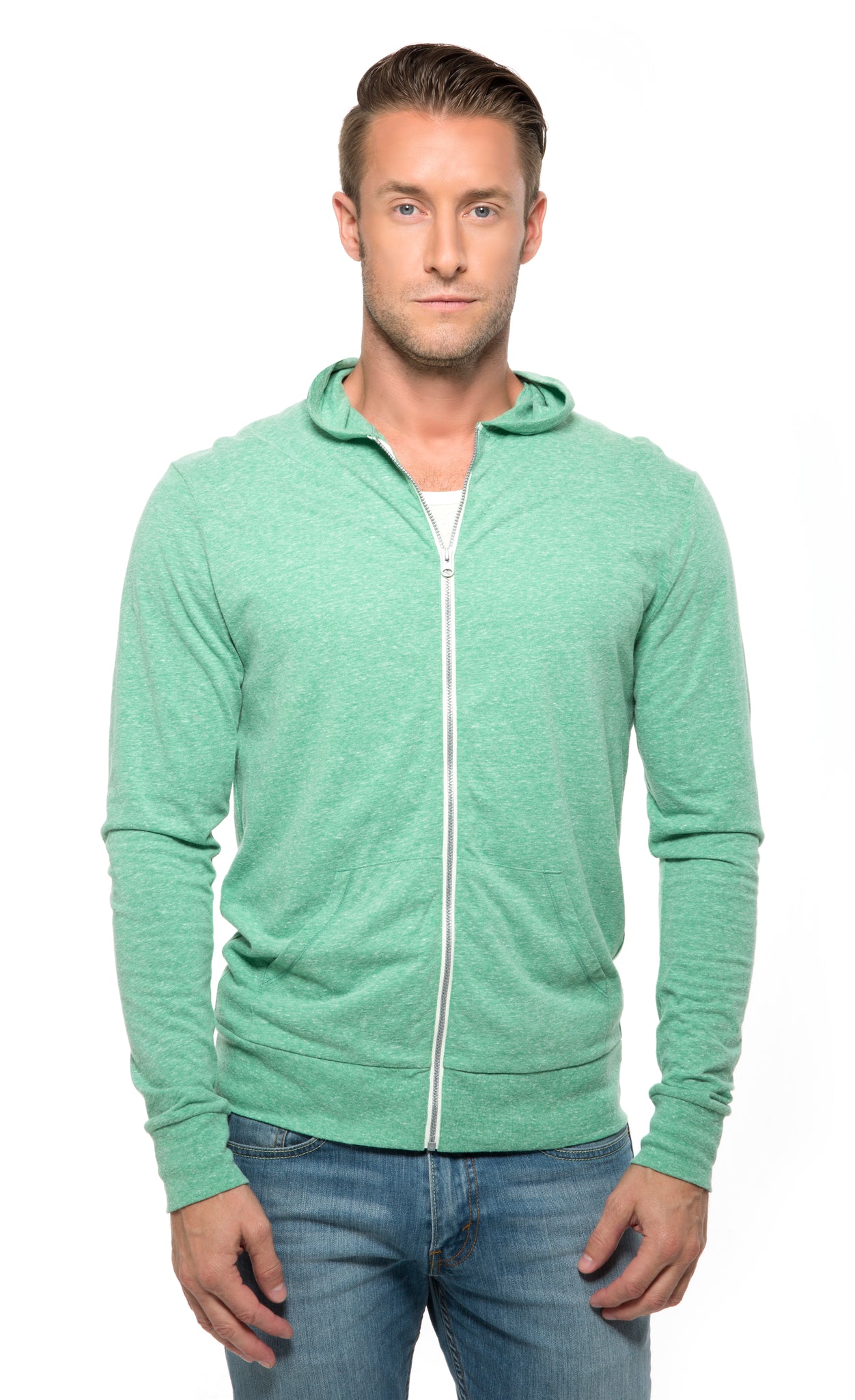 302Z • Unisex Triblend Full-Zip Lightweight Hoodie – Threadfast Apparel