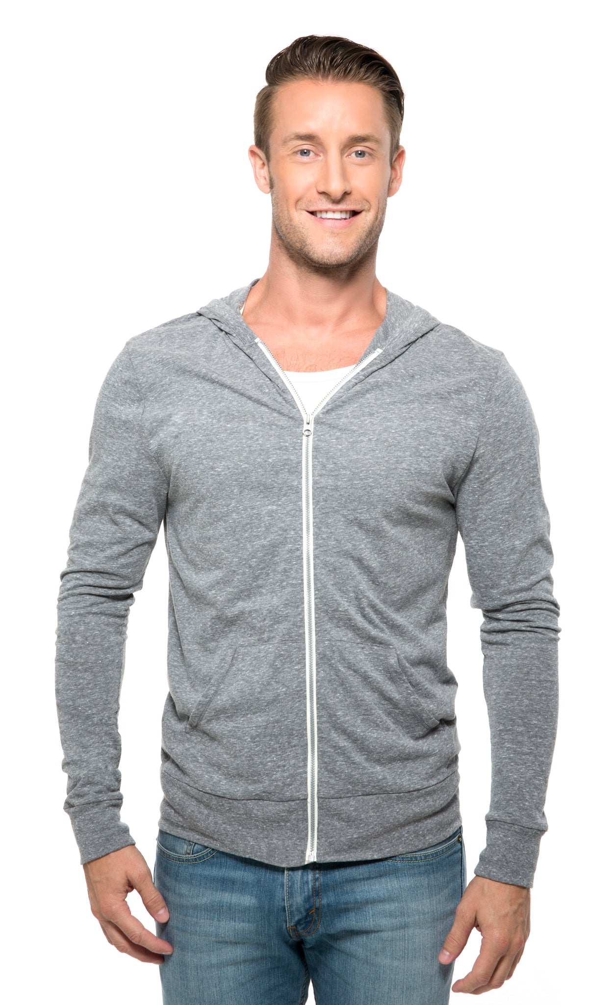 302Z • Unisex Triblend Full-Zip Lightweight Hoodie – Threadfast Apparel